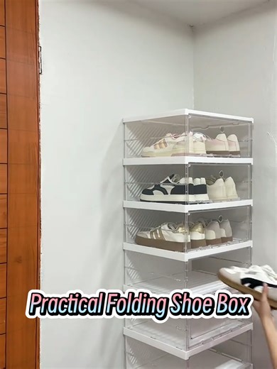 #shoecabinet #Shoestorage This foldable shoe box offers ample storage space and clearly displays each pair of shoes stored inside, making it highly practical.