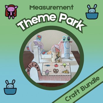 Measurement Theme Park: 2nd Grade Math Measure/Estimate/Chart Crafts BUNDLE