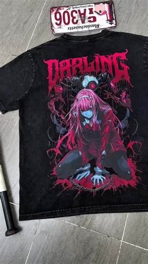Zero Two gothic vintage wash—double print, Code:002 street drip 🖤👁 #ZeroTwo #DarlingInTheFranxx #AnimeStreetwear #VintageWash #FYP