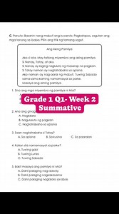 G1 Q1- Week 2 Summative Test #grade1 | Teacher Artemis
