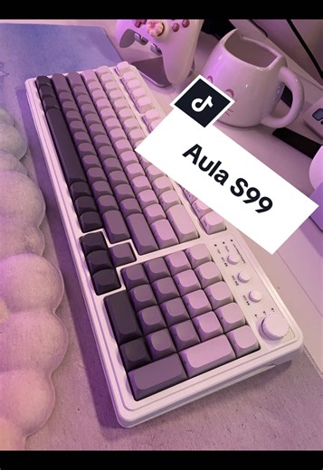My favorite color numpad = perfection! 💜 #aula #leobog #keyboard #tiktokshopforcreators #desksetup