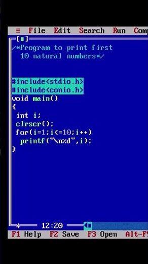 C Program to print first 10 natural numbers using loop