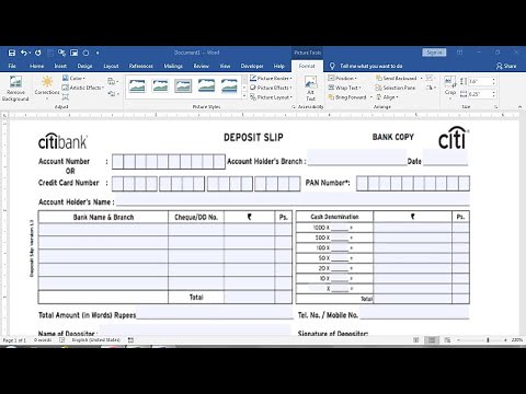 bank deposit slip template word