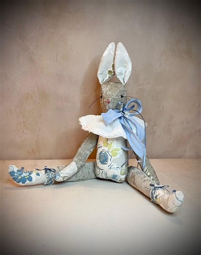 Handmade Vintage Bunny – Beige Blue Mix & Match Collectable Keepsake - Etsy