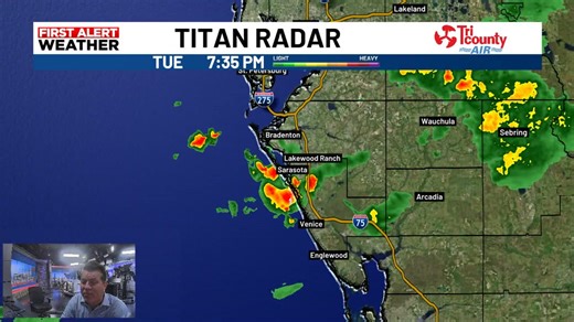 4.3K views · 27 reactions | Storms not moving much across some coastal areas tonight due to a frontal boundary draped over central Florida. With the ground being super saturated with the heavy rain we've been seeing lately we could see some minor flooding with some of these downpours. | ABC7 Sarasota - WWSB | Facebook