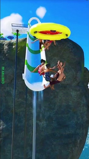 “Crazy Water Slide Adventure! 🌊😱 | Fun AI Animation Ride”