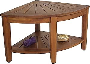 The Original 22" Kai Corner Teak Shower Bench with Shelf