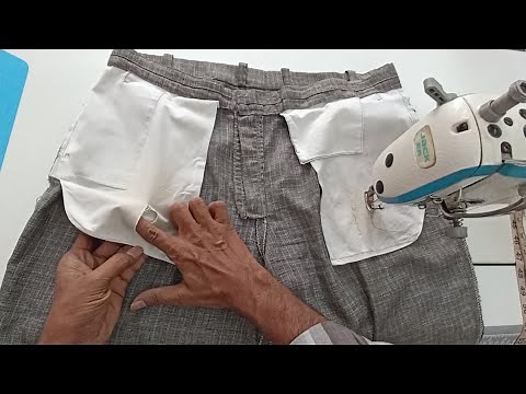 how to repair a torn inside pocket of mens pants./ change damaged pocket / repair / dress tailor