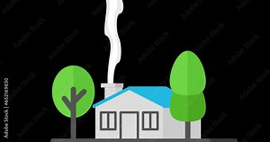 2 d animation of smoke coming out of a house chimney
