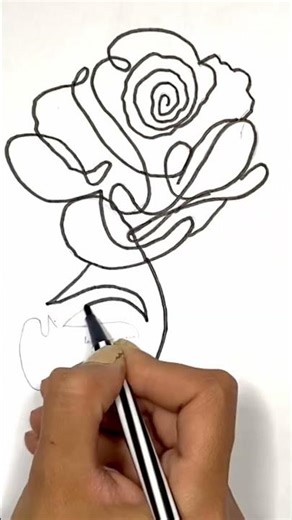 Creative Line Art + Rose Drawing 🌹🔥