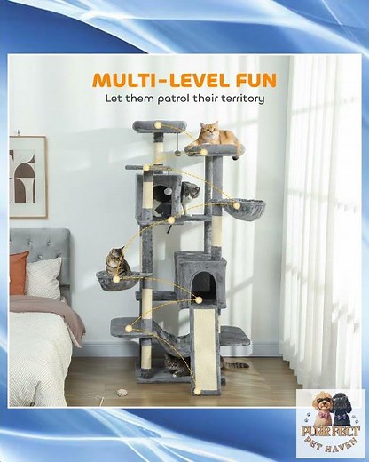 Multi-Level Cat Tower 69" - Cat Tree for Multiple Cats
