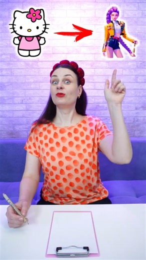 How to draw Rumi KPop Demon Hunters Hello Kitty #shorts