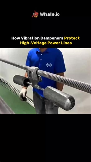 explain_with_science on Instagram: "High-voltage power lines constantly move due to wind, creating cyclic vibrations that can slowly weaken the metal over time. Vibration dampeners absorb and reduce this motion by dissipating energy before it causes fatigue cracks. This simple but critical technology extends the life of power lines, prevents sudden failures, and keeps the electrical grid stable and safe. . . All credit goes to the respective owner(s). I do not own the audio/video/clips shown in