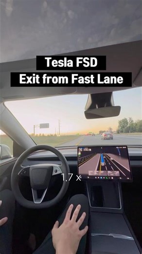 Tesla FSD Taking the Exit from the Fast Lane #tesla #fsd #teslafsd