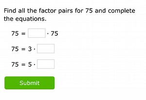 Find all the factor pairs for 75 and complete the equations.7... | Filo