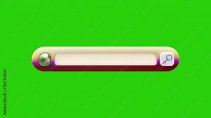 3d animation of internet address bar or search bar using colorful candy material texture with greenscreen