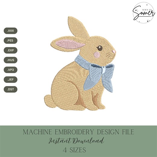 Bunny Machine Embroidery Design: Easter Stitch File (instant Download, 4 Sizes) - Etsy