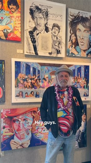 Ruby Mazur is back to rock around the Christmas tree one last time with us this year! Meet the Rock n’ Roll Artist tonight or tomorrow! It’s always a blast getting to meet professional artists at the gallery 🎸🖌️ #rocknroll #artist #artshow #guptongallery | Gupton Gallery