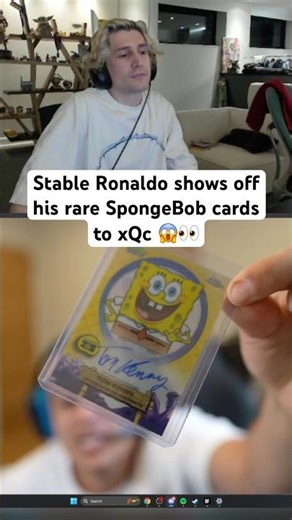 xQc reacts to Stable Ronaldo RARE SpongeBob Cards 😱 #xqc #stableronaldo #cards
