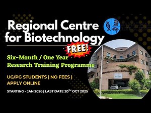 RCB Research Training Program Jan 2026 | 6 to 12 Months | UG/PG Eligible | No Fees | Apply Online