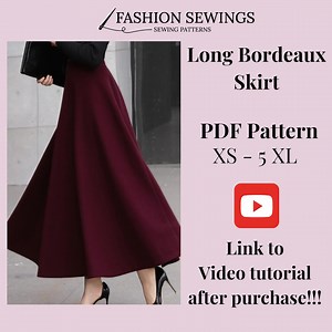 High Waisted Long Skirt Sewing Pattern   Video (PDF XS-5XL) - Etsy