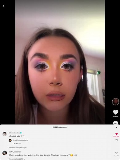 Lmao James really commented on her video! @jamescharles_realcousin