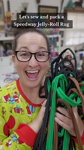 Let's sew and pack a Speedway Jelly-Roll Rug. You can learn to sew your own Jelly-Roll Rug through one of my virtual self paced Jelly-Roll Rug sewing classes, or I would be happy to sew one for you. Jelly-Roll Rug Pattern by RJ Designs Speedway Jelly-Roll Rug Add-on Pattern by Uniquely Mateo #jellyrollrug #sewing #smallbusiness #christmaspresent #diy #create | Uniquely Mateo