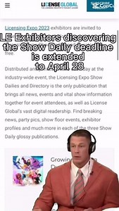 Bet you didn't see this coming ... License Global has extended its Licensing Expo Show Daily deadline to Friday, April 28! More details: http://ow.ly/Crhm50NOuJT | License Global