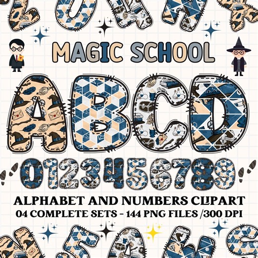 Wizard Magic School Alphabet Clipart PNG. 4 Styles With Wizard Cliparts. Wizard Alphabet Letters, Wizard Png Cliparts, Numbers Clipart Png - Etsy