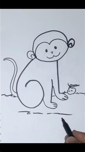 how to draw monkey 🐒 easy step drawing #monkey #animal drawing #shortviral