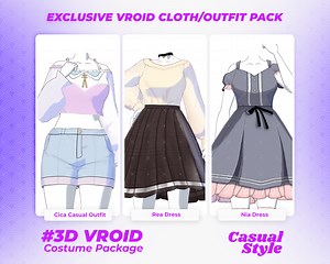 3D VRoid Clothes Pack | Complete VRoid 3D Casual Clothes | Personalized Models | VRoid outfit | VRoid styling pack | 3D model fashion