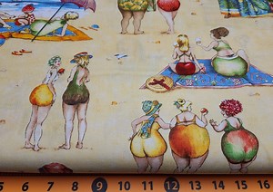 Elizabeth's Studio Fruit Ladies on the Beach Cotton Fabric - Etsy