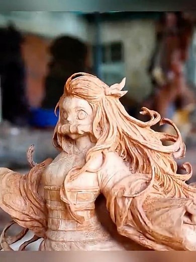 How to carve Nezuko's Hair from a piece of Wood.#demonslayer #nezuko #nezukoart #kimetsunoyaiba