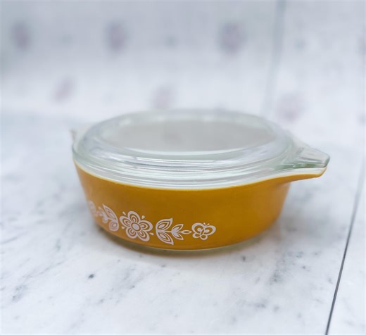 Vintage 471 Pyrex Butterfly Gold Casserole Dish 1 Pint, Retro Kitchen Decor - Etsy