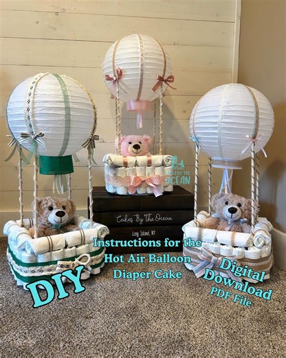 Instructions - Hot Air Balloon Diaper Cake - DIY - Diaper Cake - How to Make a Hot Air Balloon Diaper Cake - Difficulty Level: MEDIUM - Etsy UK