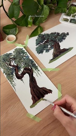 Arched Tree Painting #gouachepainting #treepainting #art