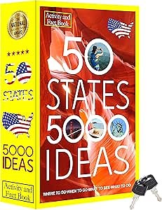 50 States Real Pages Book Safe with Key Lock,Money Safe Book Storage Lock Boxes for Personal Items Large Capacity Diversion Safes Hold Phone,Cash