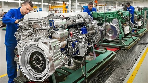 How super robust diesel truck engines are built from scratch inside Volvo factory