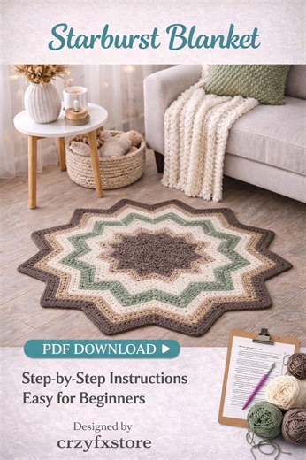 Starburst Baby Blanket Crochet Pattern – Easy Round Star Design | Beginner Friendly | Instant PDF Download - Etsy