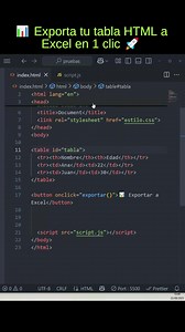 198K views · 3.2K reactions |  Exporta tu tabla HTML a Excel en 1 clic  #programacionweb #programadoresweb #DESARROLLOWEB #html #javascript | Progamacion web, | Facebook