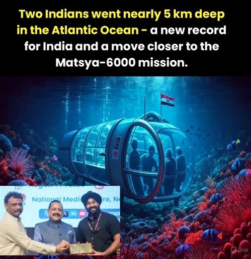 Ubaid Sayeed on Instagram: "India dives deep — literally making history beneath the waves! 🌊🇮🇳 Two brave Indian explorers have reached nearly 5 km deep in the Atlantic Ocean, setting a new national record and marking a giant leap toward the ambitious Matsya-6000 deep-sea mission. 🚀🐠 This incredible achievement showcases India’s growing expertise in ocean exploration, marine science, and submersible technology — areas once dominated by global powers. 🌏⚙️ The mission aims to uncover the myst