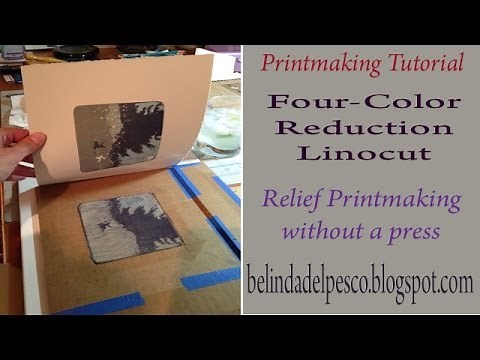 Relief Printmaking Demonstration - Four Color Reduction Linocut Print without a Press