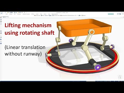 Solid Edge Assembly & Motion Animation #37 | Lifting mechanism using rotating shaft and gear