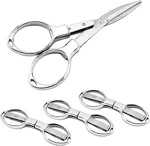 4-Pack Stainless Steel Folding Scissors - Telescopic Cutter Design, Foldable Safety Scissors Ideal for Home, Office, School, Camping & Outdoor Use (Silver)