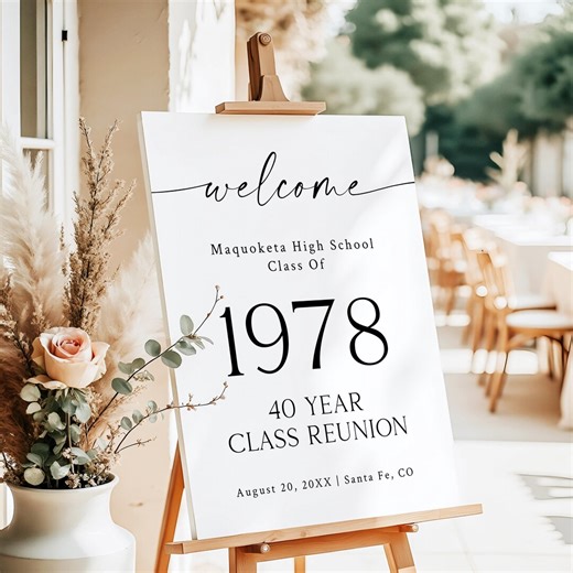 Class Reunion Welcome Sign 50th Class Reunion Welcome Poster Custom High School Reunion Celebration Entrance Sign Printed   Shipped AD - Etsy