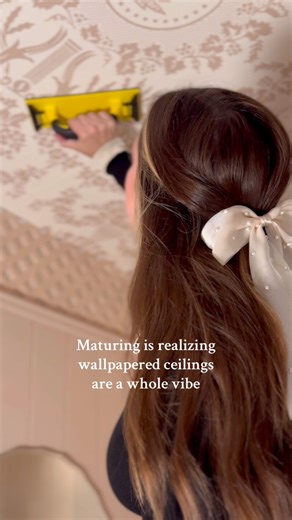 Maturing is realizing that wallpapering a ceiling is a vibe. 🙌 It takes a little patience (and maybe a sore neck 😂), but the transformation is so worth it. Don’t forget to save this for your next DIY project! #DIYMakesADifference #CeilingGlowUp #WallpaperDIY #HomeProjects | Peony and Honey