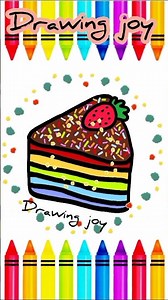 drawing and coloring rainbow cake with strawberry #coloring