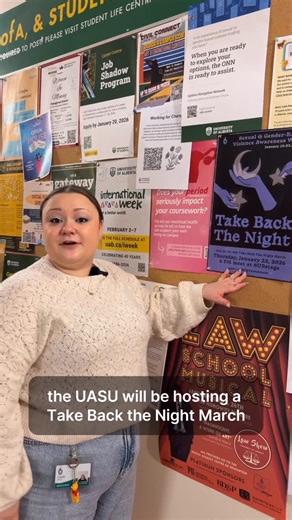 UASU Executive on Instagram: "Your UASU invites you to join us for the Take Back the Night march on Thursday, January 22 at 6pm at SUBstage. The march calls on our campus to stand against sexual and gender-based violence and show survivors they are not alone. There will be sign-making materials available in the Orion Room on the lower level of SUB, and a bag check in the Alumni Lounge. Counselors and support staff will also be on-site to assist folks. There will be alternate routes in case of we