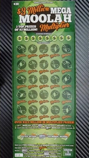 $3 Million Mega Moolah Multiplier PA Scratch-Off Ticket ALL Top Prizes Remain, Let's Get One #shorts