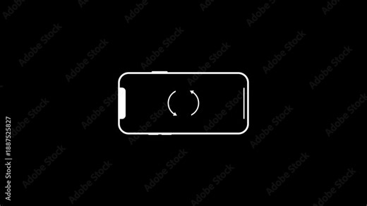 Rotate Your Phone Animation Sign From Vertical to Landscape orientation on Isolated black background.